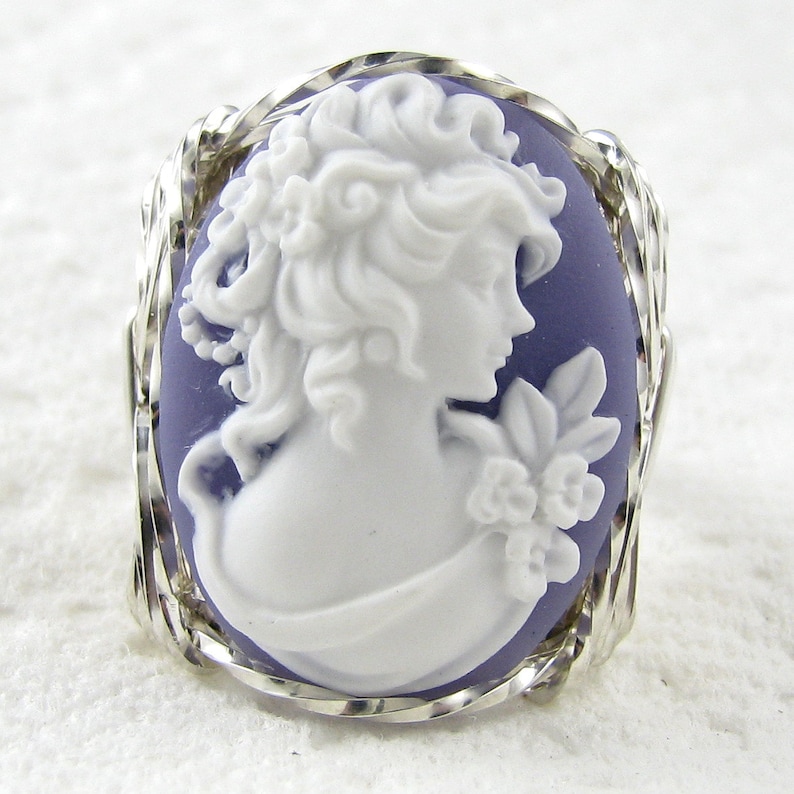 Edwardian Lady Purple Cameo Ring Sterling Silver Custom - Etsy