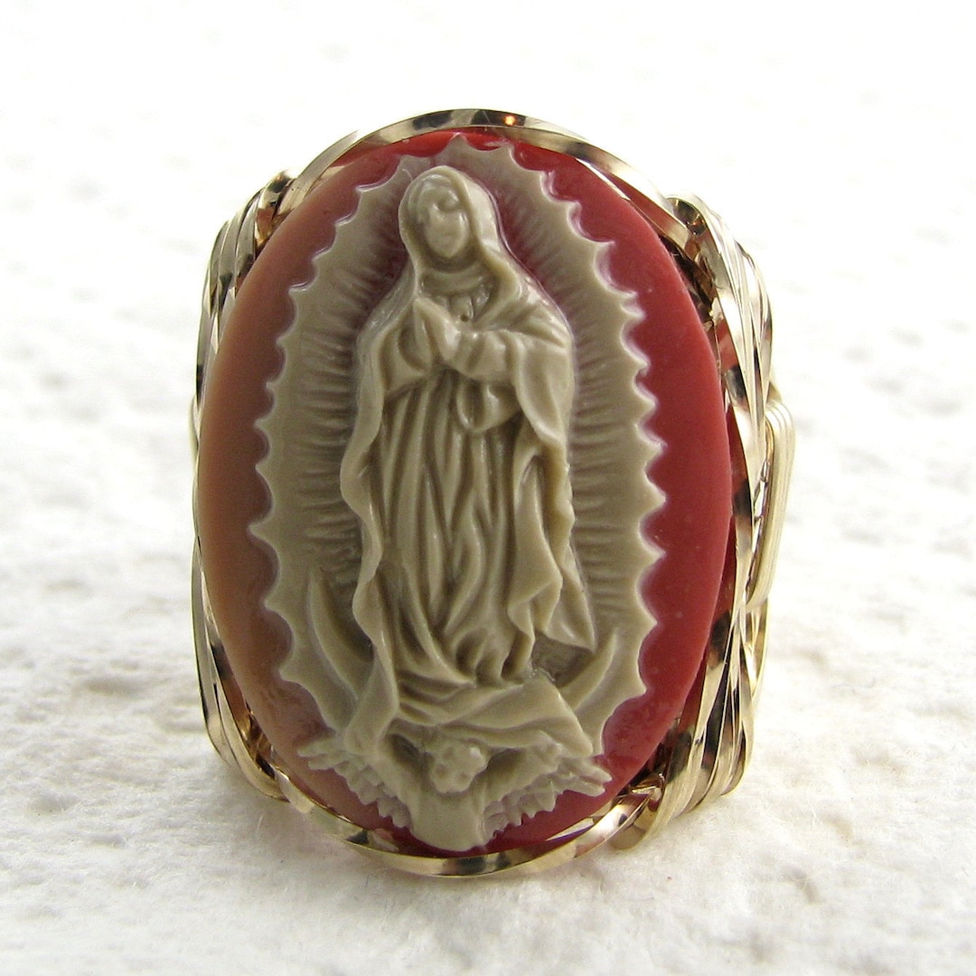 Our Lady of Guadalupe Cameo Ring 14K Rolled Gold Custom Religious ...
