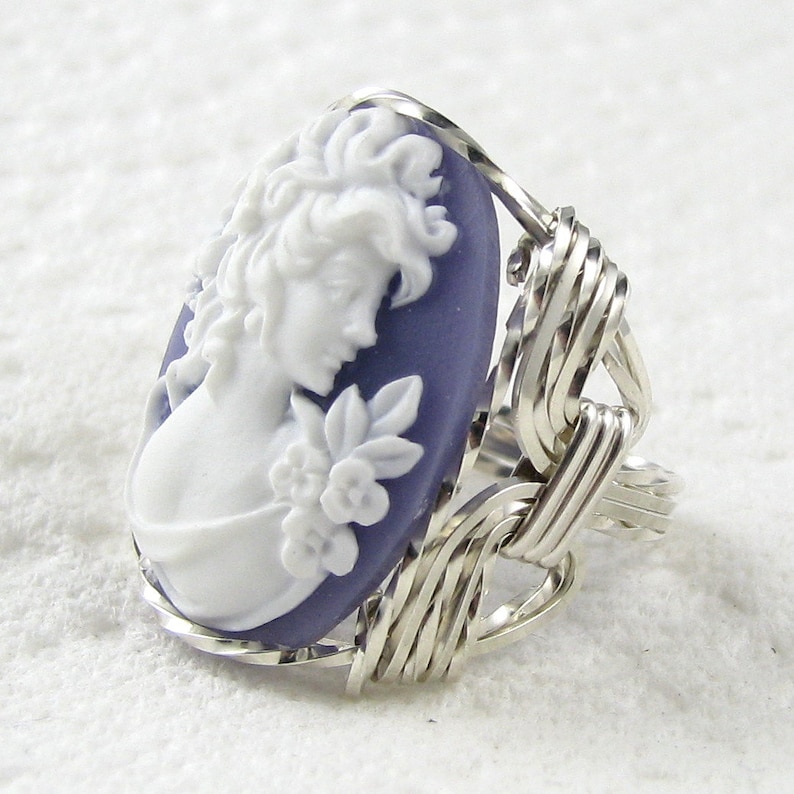 Edwardian Lady Purple Cameo Ring Sterling Silver Custom | Etsy