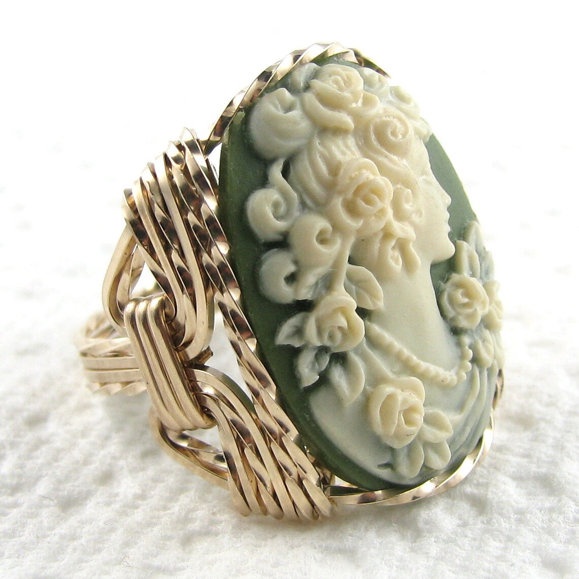 Lady Rose Cameo Ring 14K Rolled Gold Custom Jewelry | Etsy