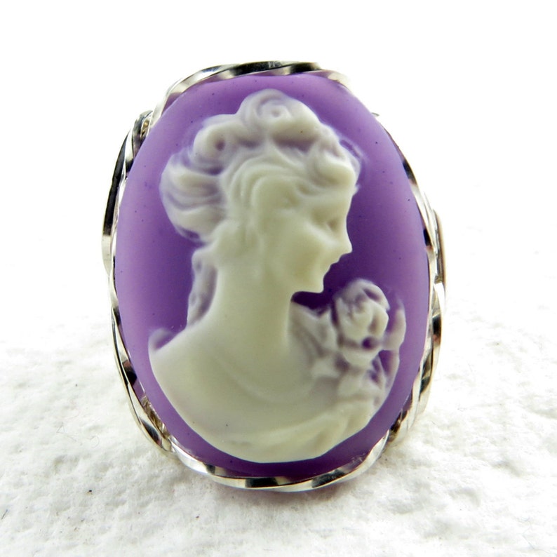 Lady Rose Purple Cameo Ring Sterling Silver Custom Jewelry - Etsy