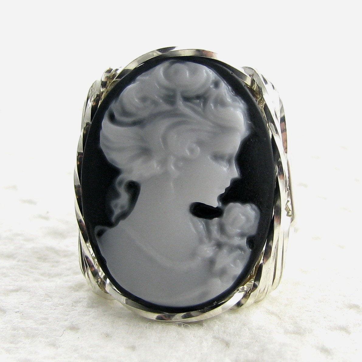 Lady Rose Cameo Ring Sterling Silver Custom Jewelry - Etsy