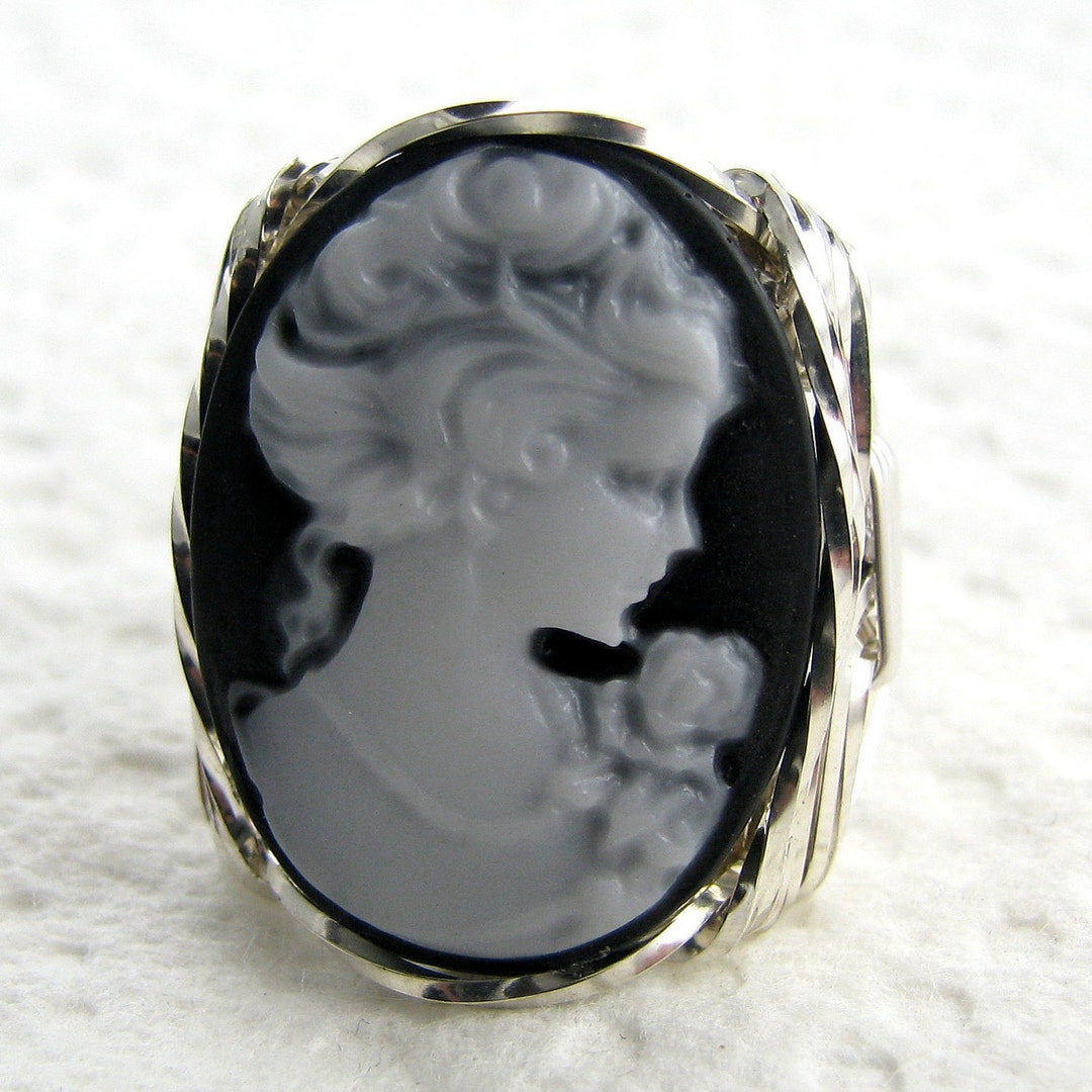Lady Rose Cameo Ring Sterling Silver Custom Jewelry - Etsy