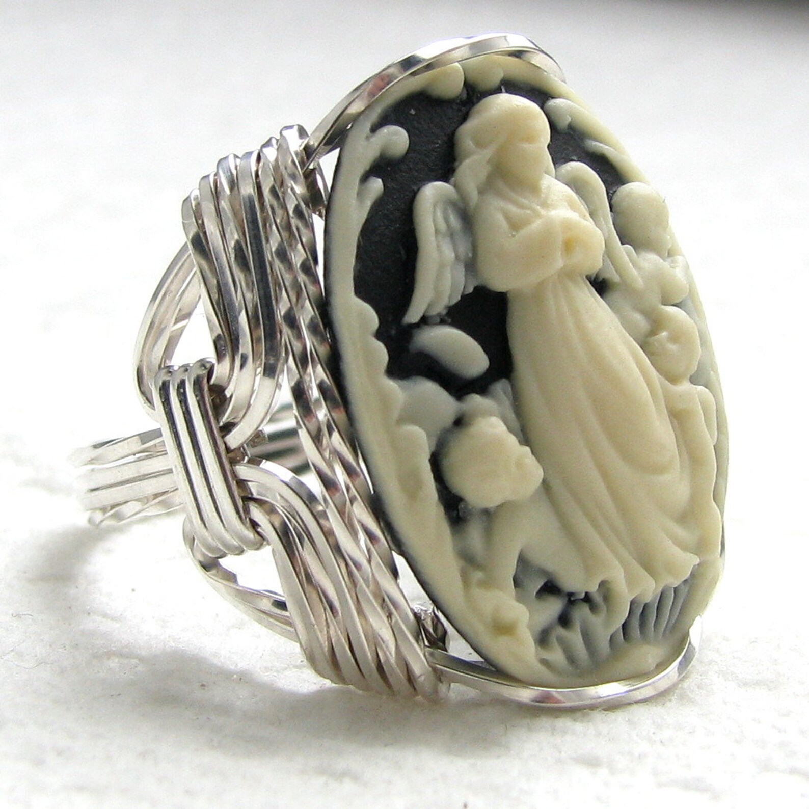 Guardian Angel Cherubs Cameo Ring Sterling Silver Jewelry - Etsy