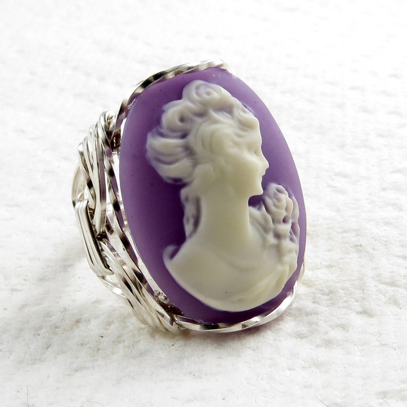 Lady Rose Purple Cameo Ring Sterling Silver Custom Jewelry - Etsy
