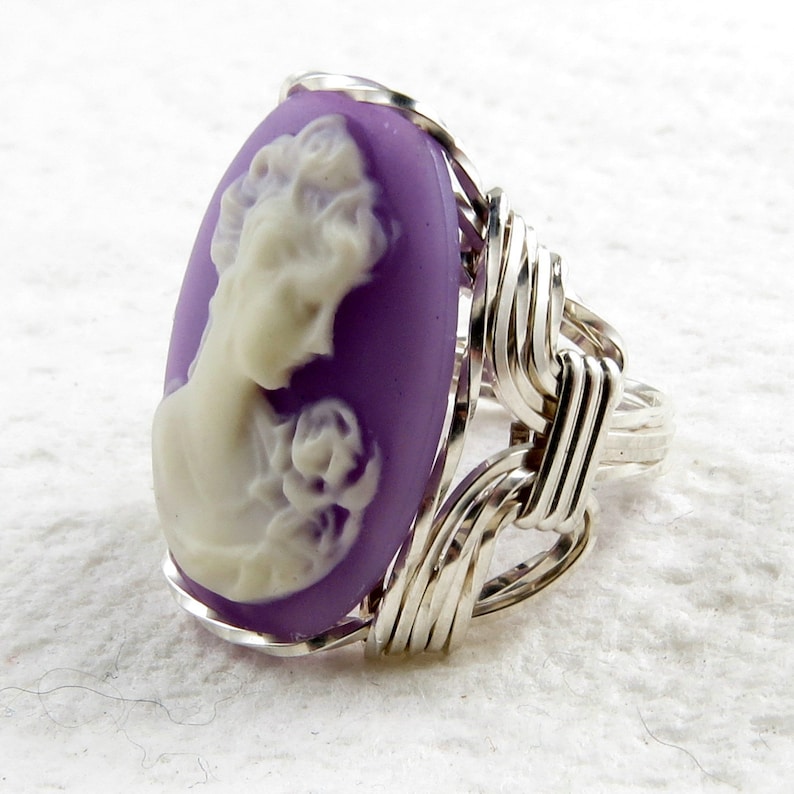 Lady Rose Purple Cameo Ring Sterling Silver Custom Jewelry - Etsy
