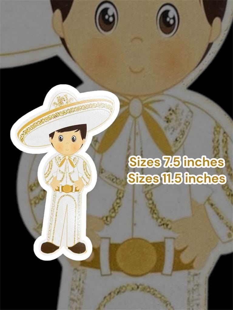 CHARRO CENTERPIECES Gold Silver for Baptism Mi Bautizo, Mdf Wood ...