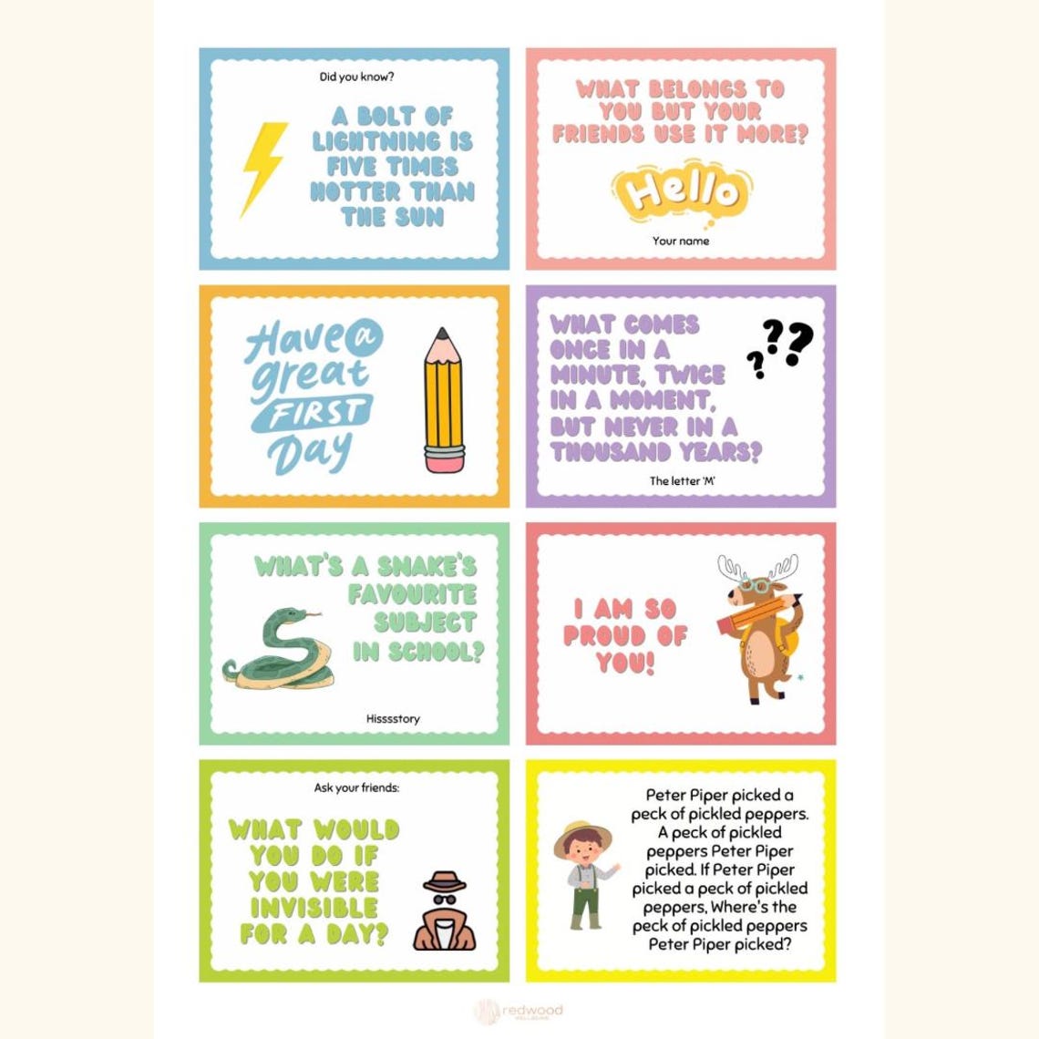 Printable Notes for Kids - Words of Encouragement Cards, Lunchbox Notes ...