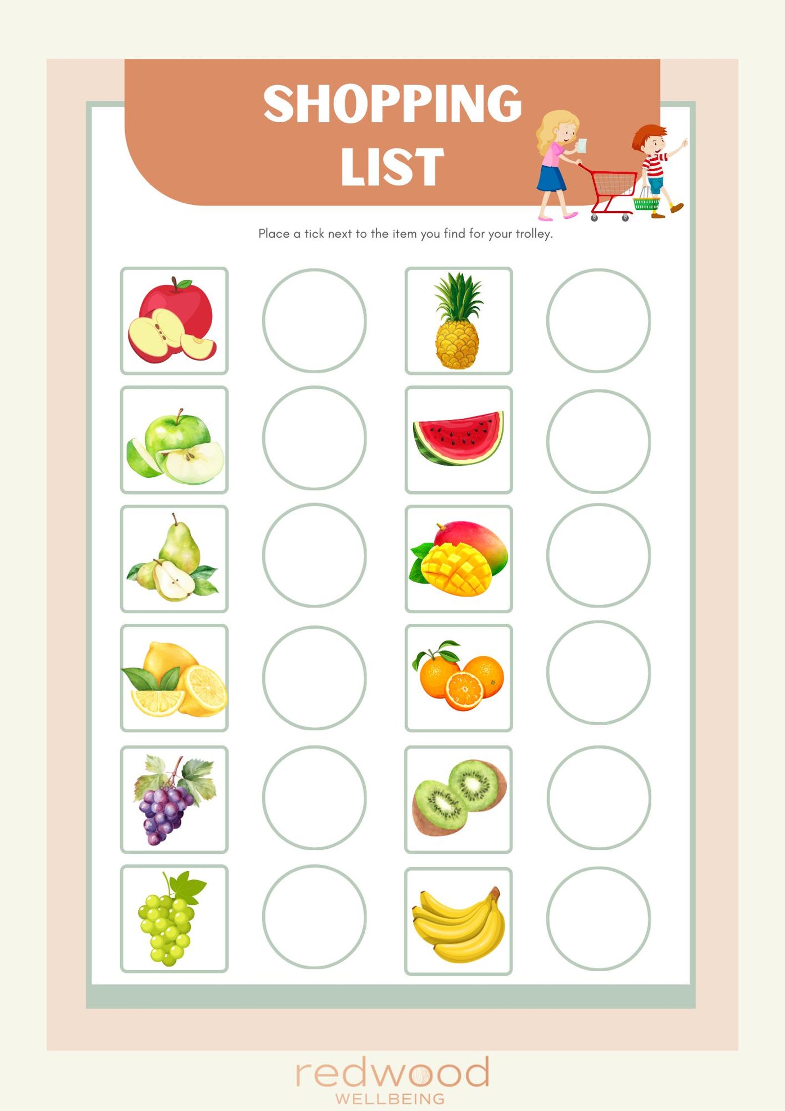 Child's First Shopping List, Toddler Grocery List (digital Download) - Etsy