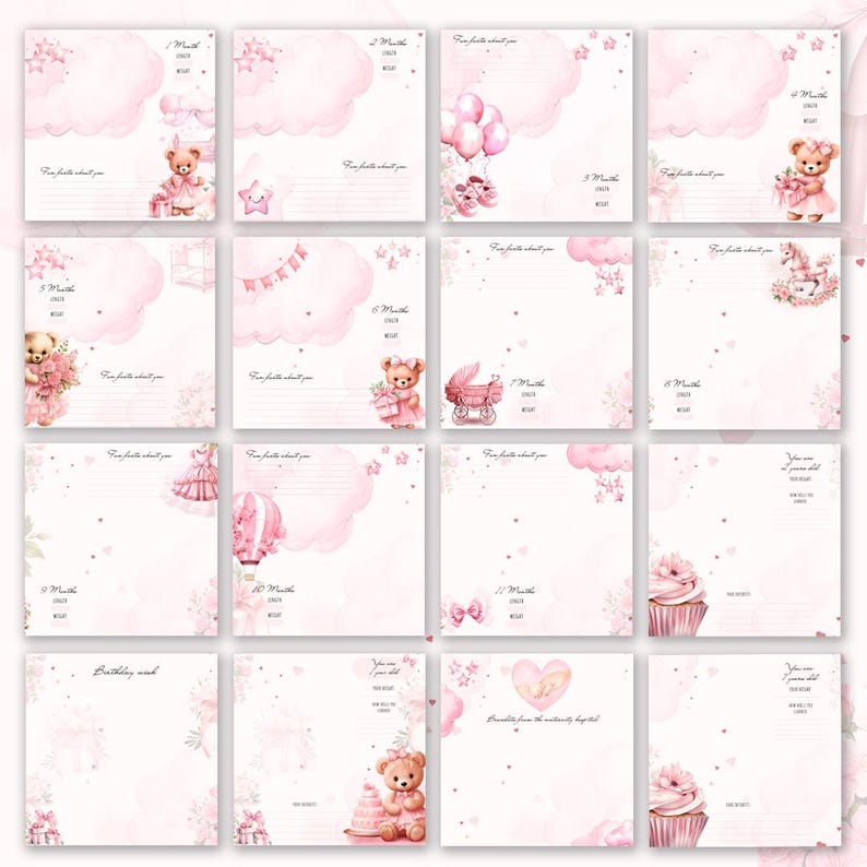 Digital Baby Album Pages | Baby Memory Book | Milestone Cards ...