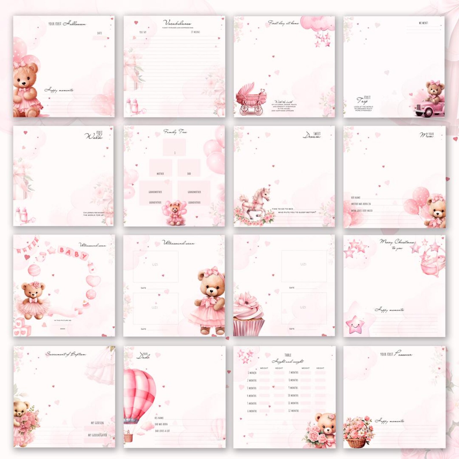 Digital Baby Album Pages | Baby Memory Book | Milestone Cards ...