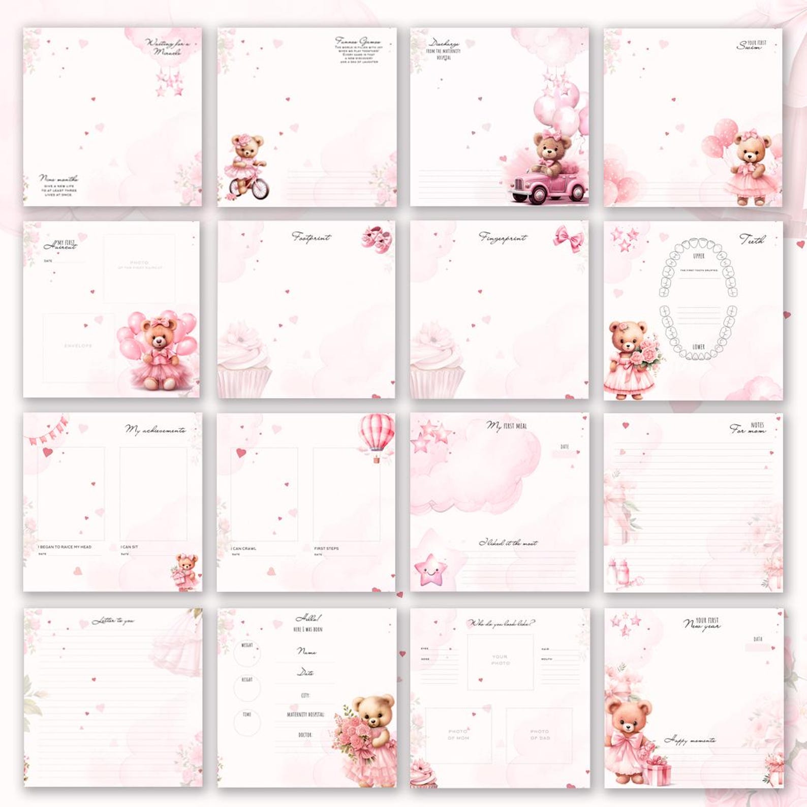 Digital Baby Album Pages | Baby Memory Book | Milestone Cards ...