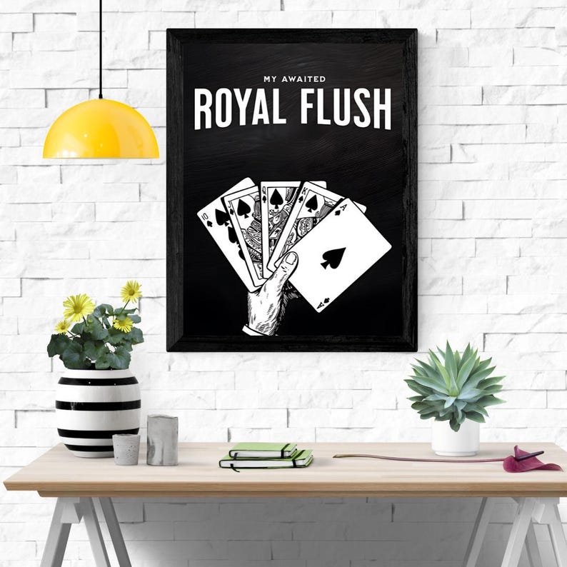 Wall Art Royal Flush Casino Poker Poster, Unique Home Decor, Game Room ...