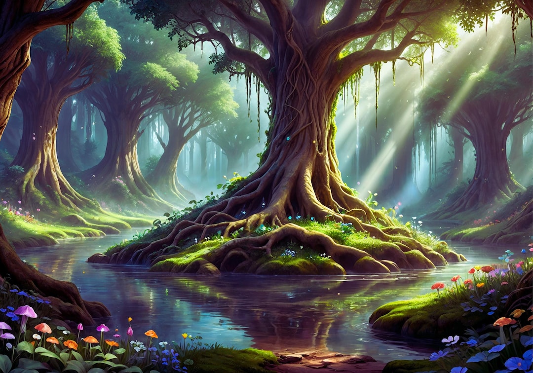 Enchanted Forest Poster Fantasy Wall Art, Serene Landscape Gift Idea ...