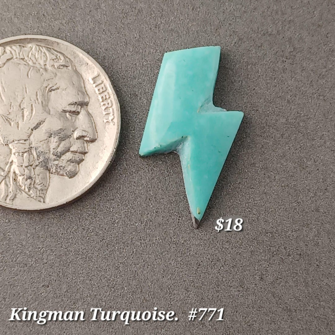 Genuine Kingman Turquoise Lightning Bolt Cabochon. Handmade. Backed ...
