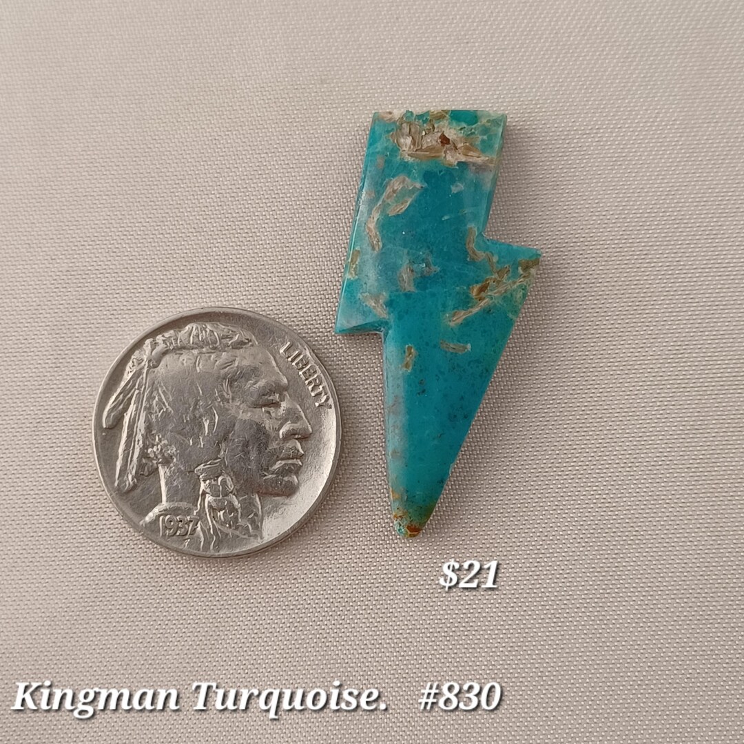 Genuine Kingman Turquoise Lightning Bolt Cabochon. Handmade. Backed ...