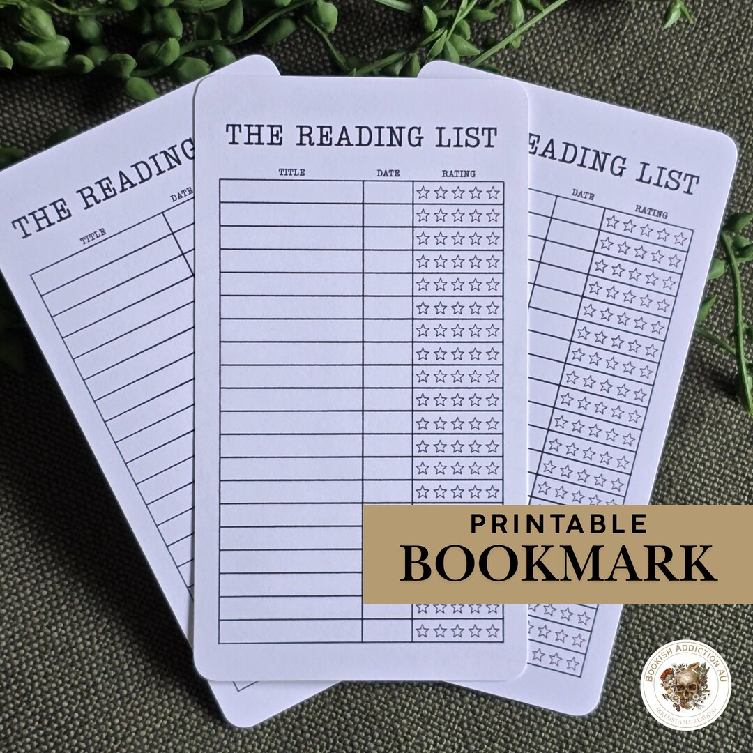 The Reading List Bookmark PRINTABLE DOWNLOAD | Book Tracker Bookmark ...