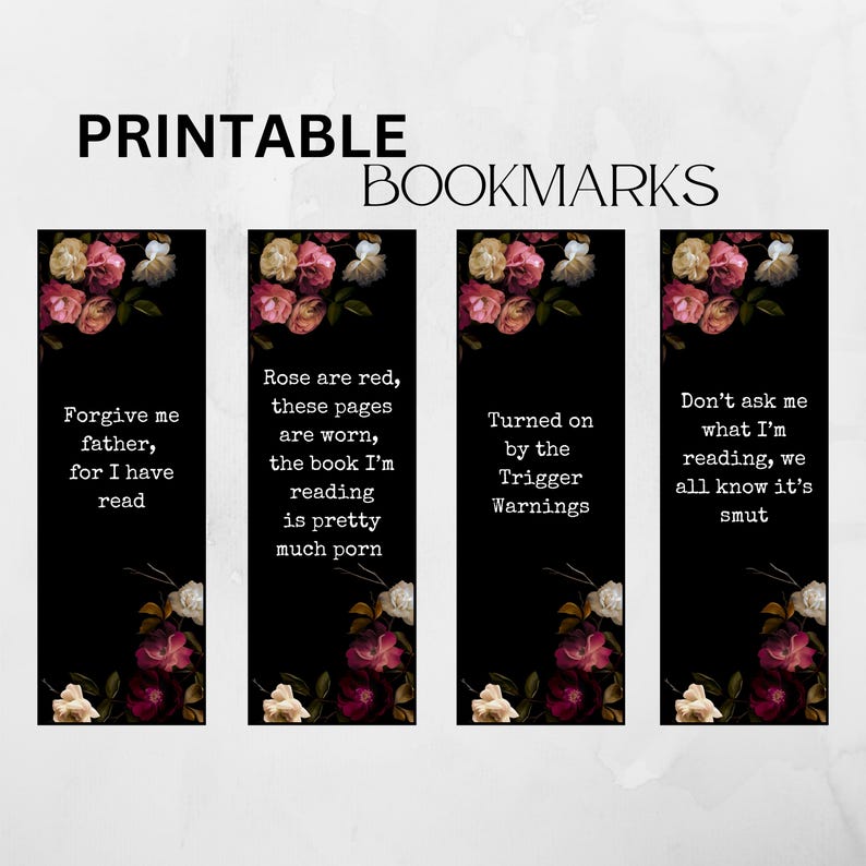 Printable Dark Romance Bookmarks Digital Bookmarks Digital Download - Etsy