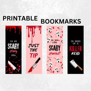 Scary Horror Printable Bookmark Set | Digital Bookmark | Scary Era ...