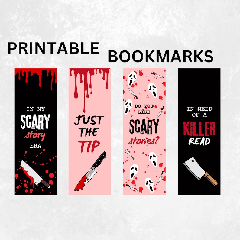 Scary Horror Printable Bookmark Set | Digital Bookmark | Scary Era ...