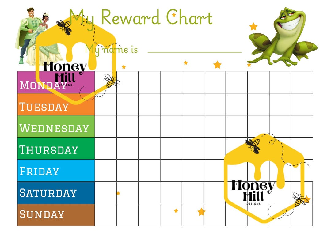 Disney Princess DIGITAL Download Sticker Chart Reward Chart Kids Reward ...