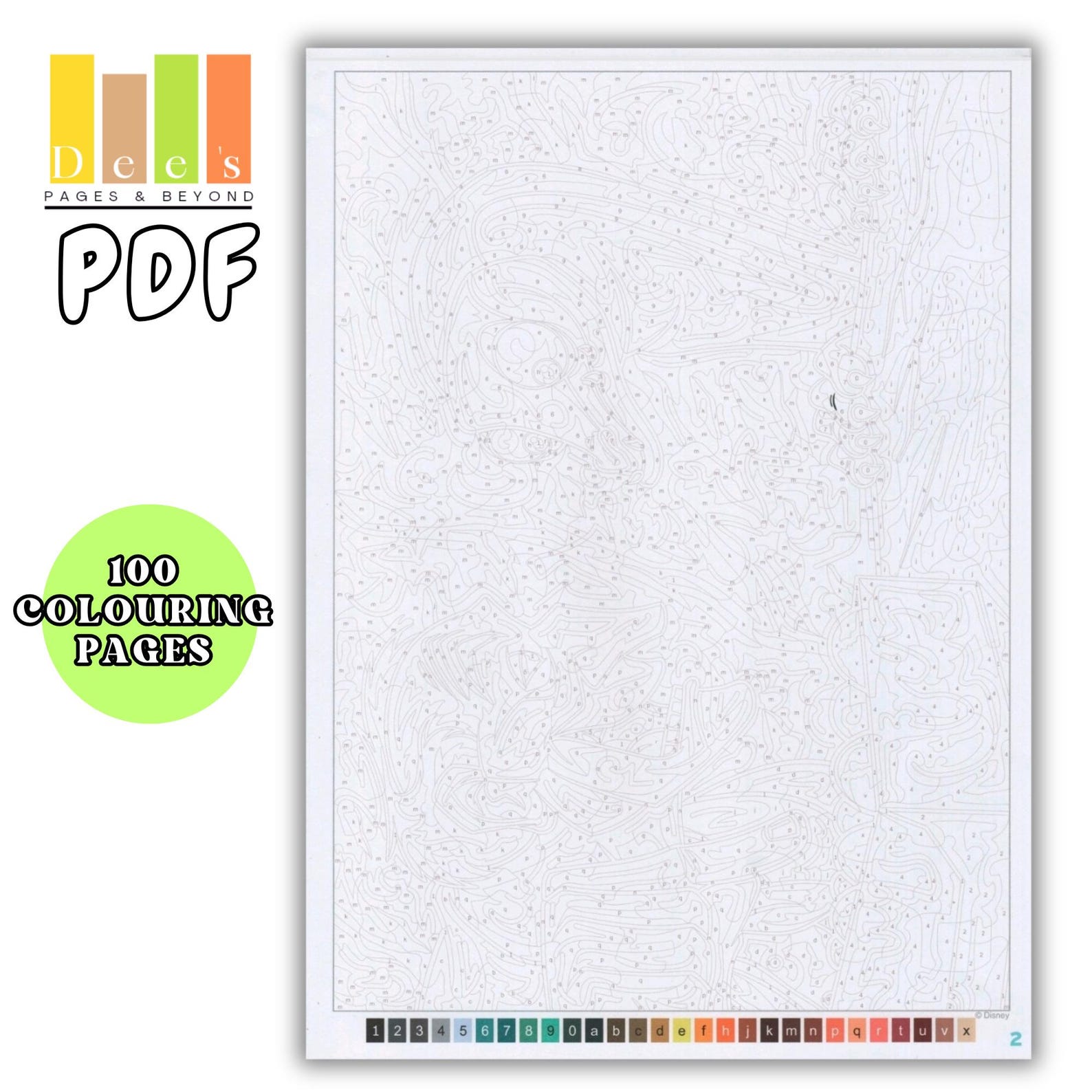 100 Pages Disney Coloriage PDF | Colour by Number | Villians | Instant ...