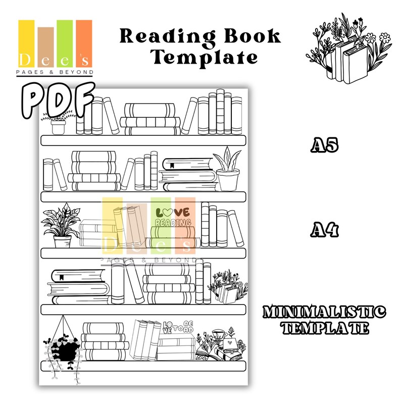 BOOK READING TRACKER, Printable Pdf, 50+ Spaces Book Tracker, Printable ...