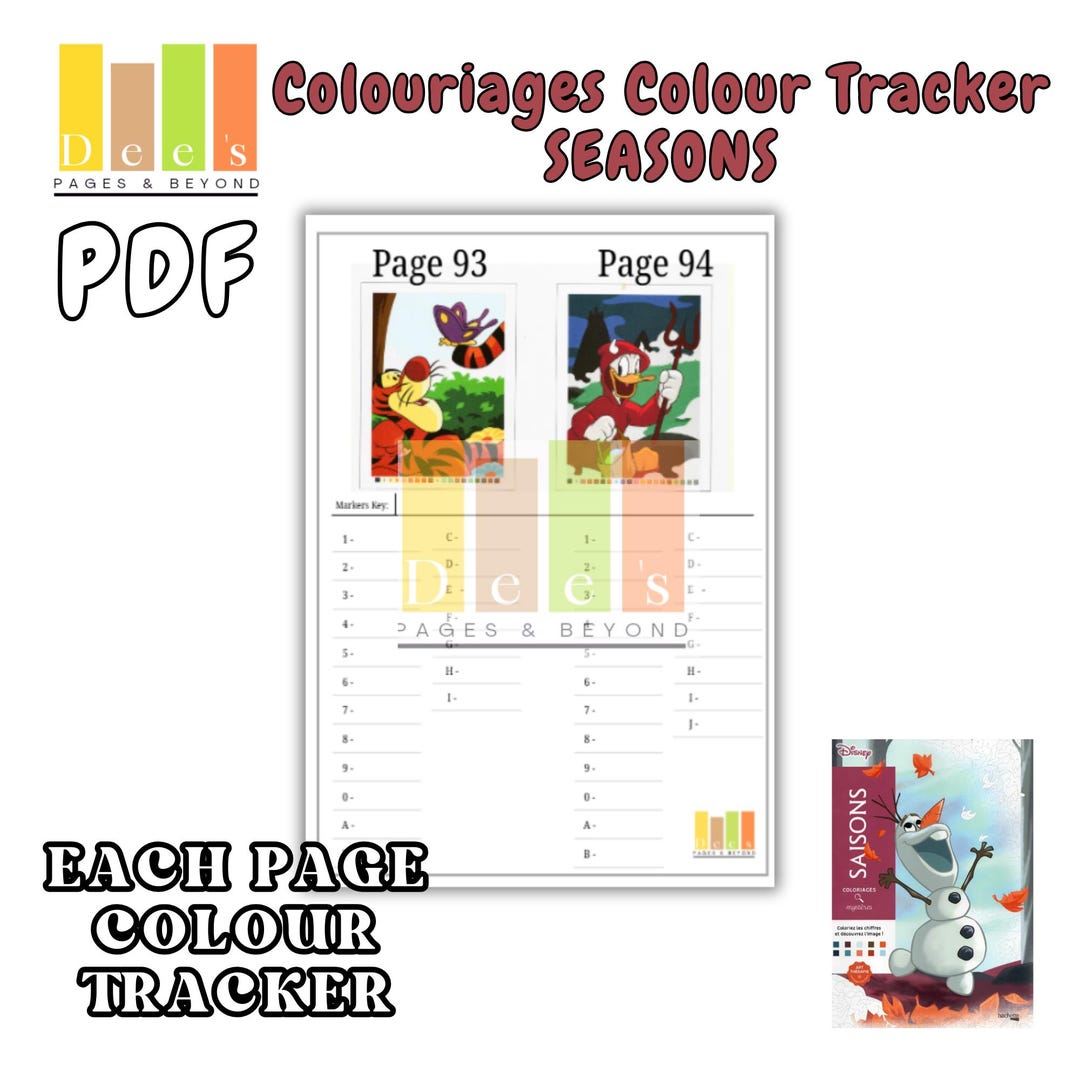 Disney Coloriage Colour Tracker for Seasons Edition Pages (PDF) - Etsy