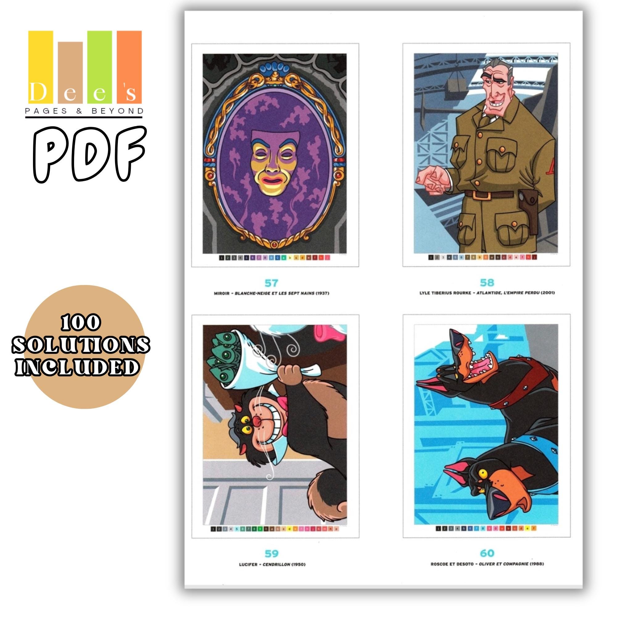 100 Pages Disney Coloriage PDF | Colour by Number | Villians | Instant ...
