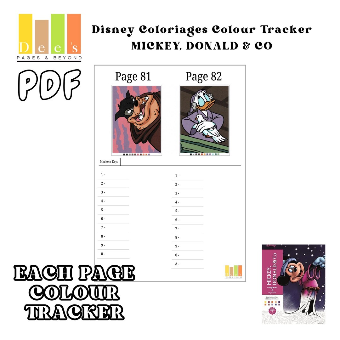 Disney Mickey, Donald & Co Marker Tracker, Printable Colouring Journal ...