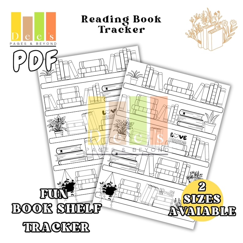 Printable Book Reading Tracker: Bookshelf Log, A4/A5 Sizes (digital ...