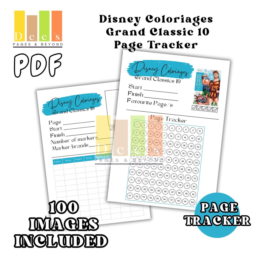 GRAND CLASSICS 10 PAGE Tracker, 100 Images, Printable Colour Tracker ...