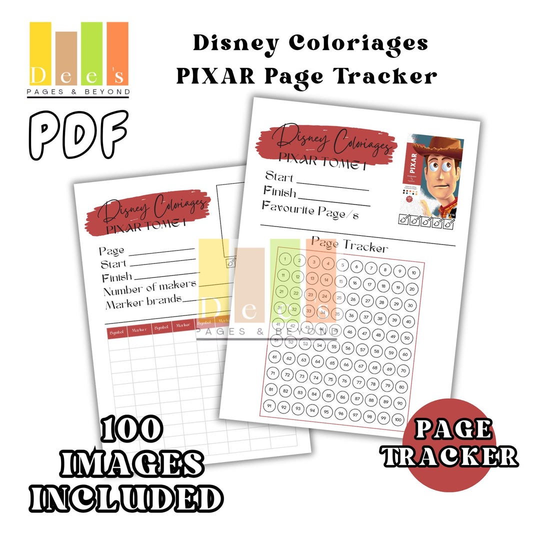 Disney Pixar Coloriages Page Tracker, Printable Colouring Organiser ...