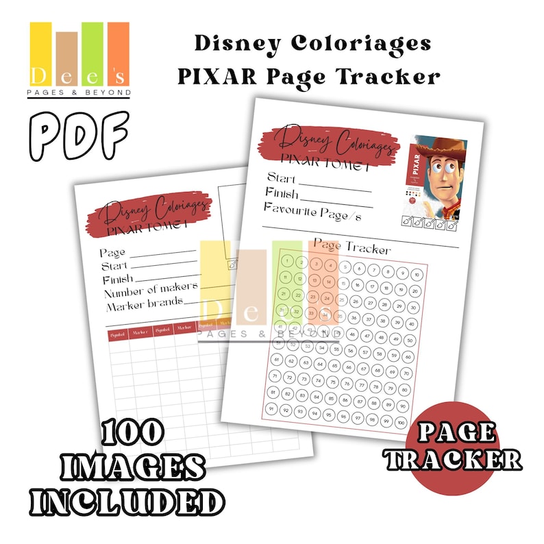 Disney Pixar Coloriages Page Tracker, Printable Colouring Organiser ...