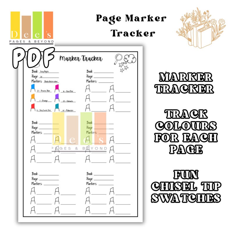 Marker Swatch Chart & Page Tracker: Colouring Book Organizer (printable ...