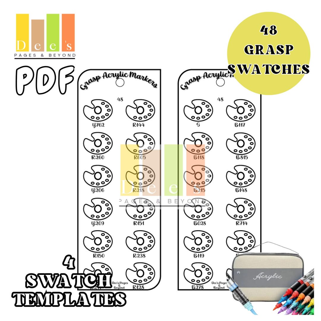 Acrylic Marker Swatch Chart: 48 Spaces, Printable Color Tracker (PDF ...