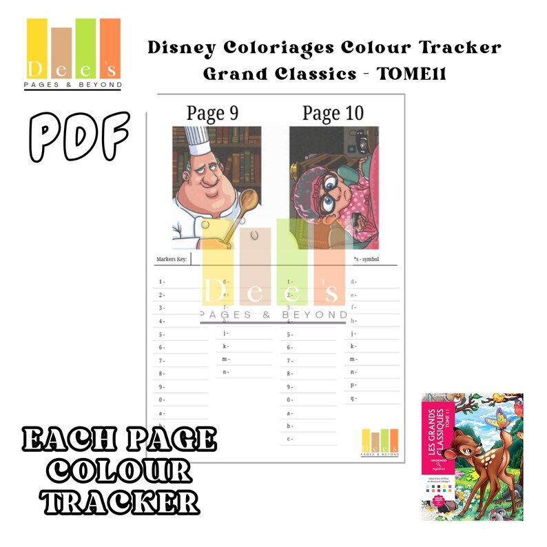 Disney Colour by Number Tracker, Grand Classics Tome 11 (printable PDF ...