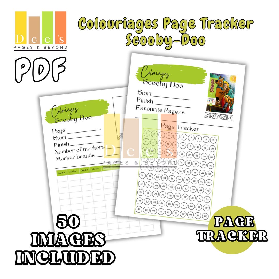 Scooby-doo Colouring Page Tracker: Printable Colour Journal (PDF ...