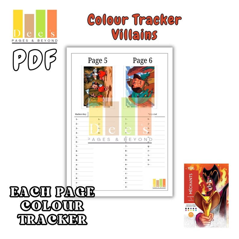 Disney Coloriage Colour Tracker for Villains Edition Pages (PDF) - Etsy