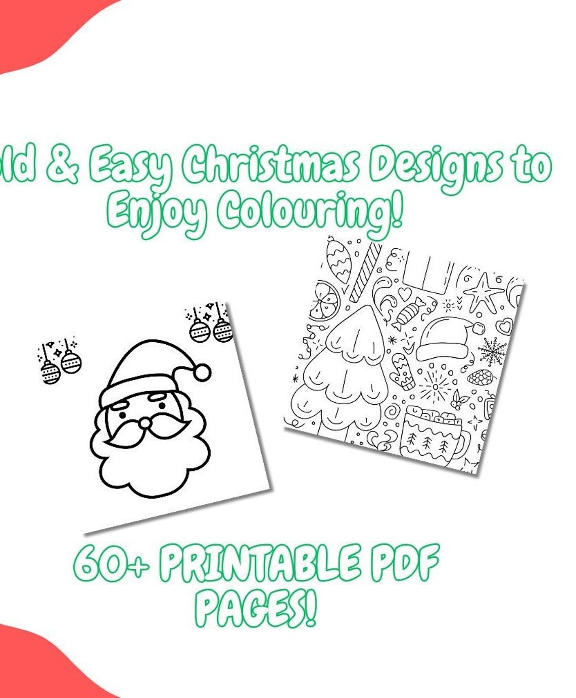 Christmas Doodles Colouring Pages, 60+ Simple Designs (PDF Pattern) - Etsy