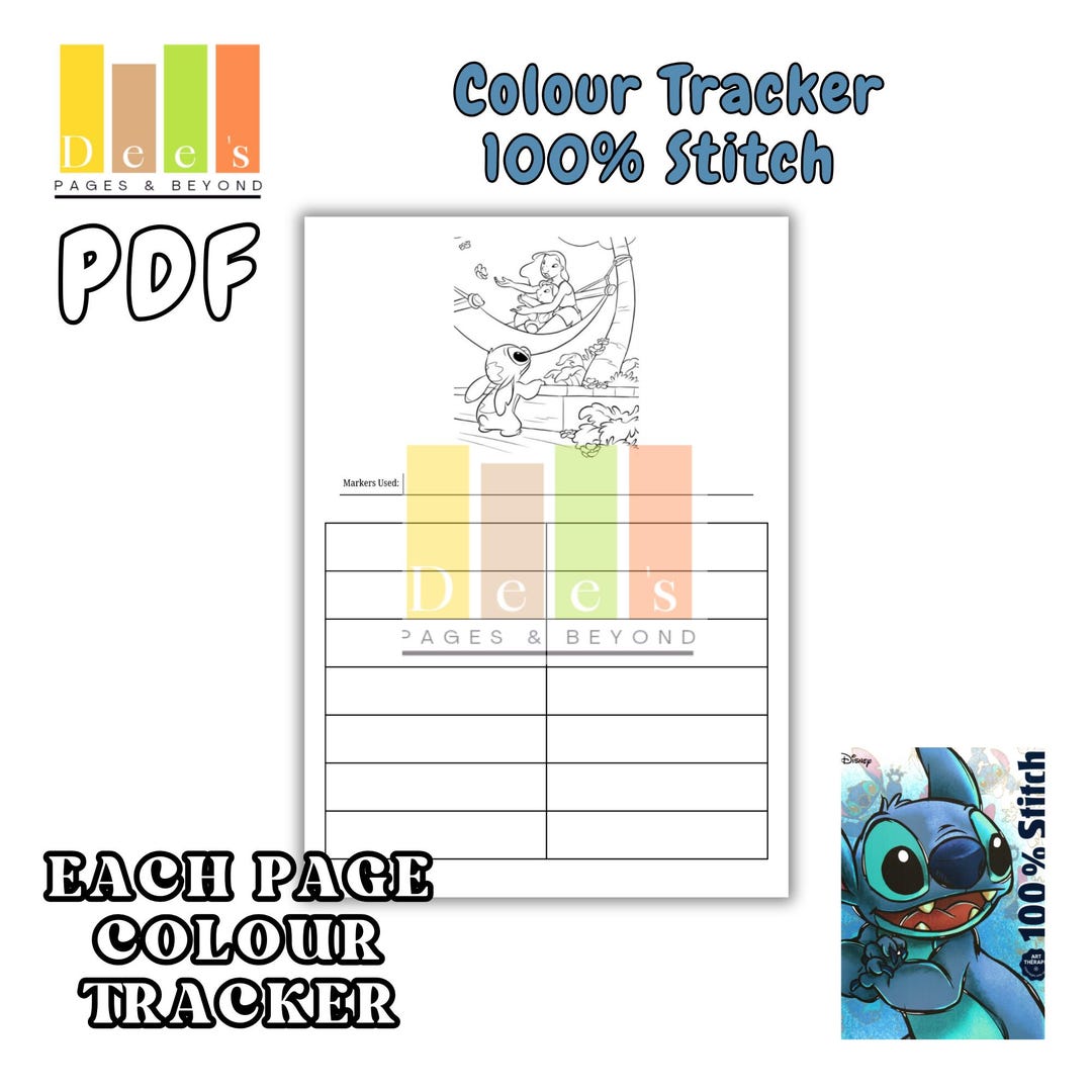 Disney Coloriage Colour Tracker for 100% Stitch (PDF) - Etsy