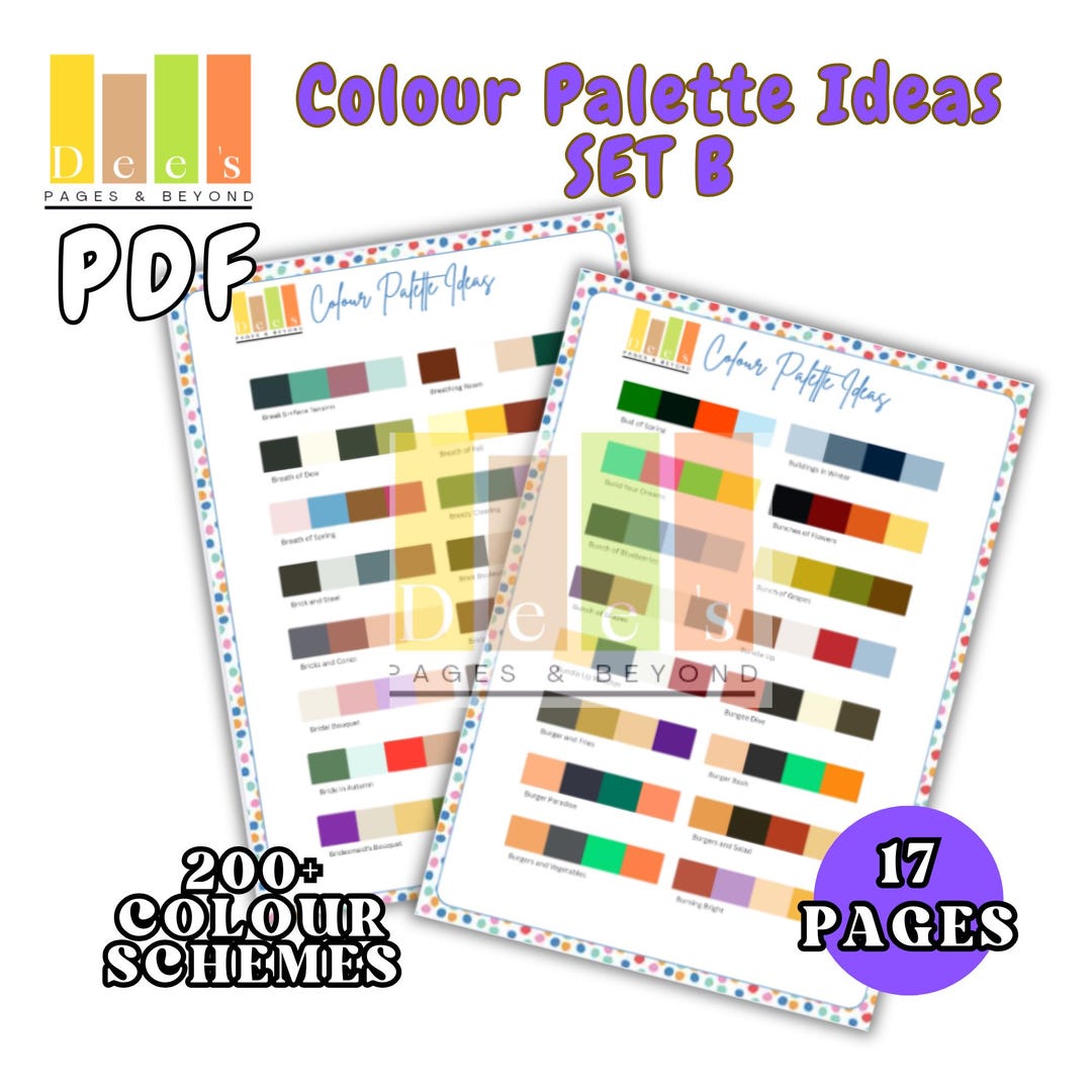 Colour Palette Ideas B: 200+ Printable Colour Schemes (PDF) - Etsy