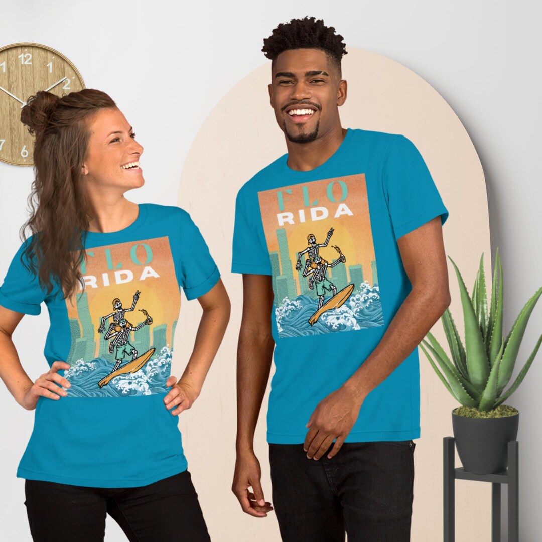 Unisex T-shirt Flo Rida Florida Graphic Tee Surf Skeleton City Line ...