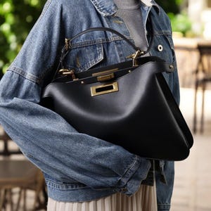 Classic Leather Handbag,minimal Top Handle Bag,shoulder Bag for Women ...