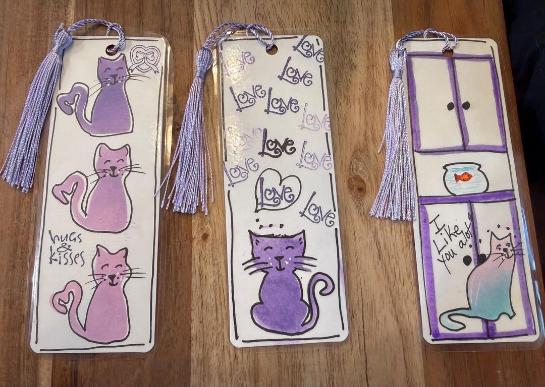 Cheerful Bookmarks With Cats (set of 6) - Etsy