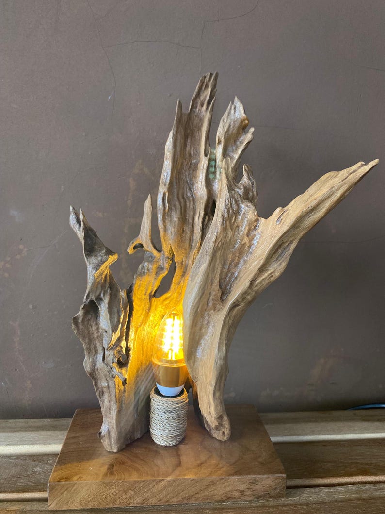 Driftwood Table Lamps Teakwood Table Lamp Rustic Decoration Unique ...