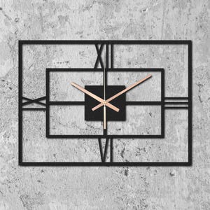 Rectangle Line Large Wall Clock,handmade Metal Wall Clock, Unique ...