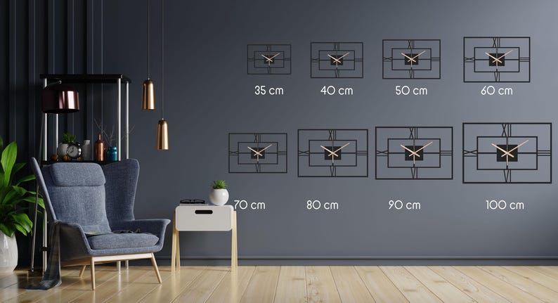 Rectangle Line Large Wall Clock,handmade Metal Wall Clock, Unique ...