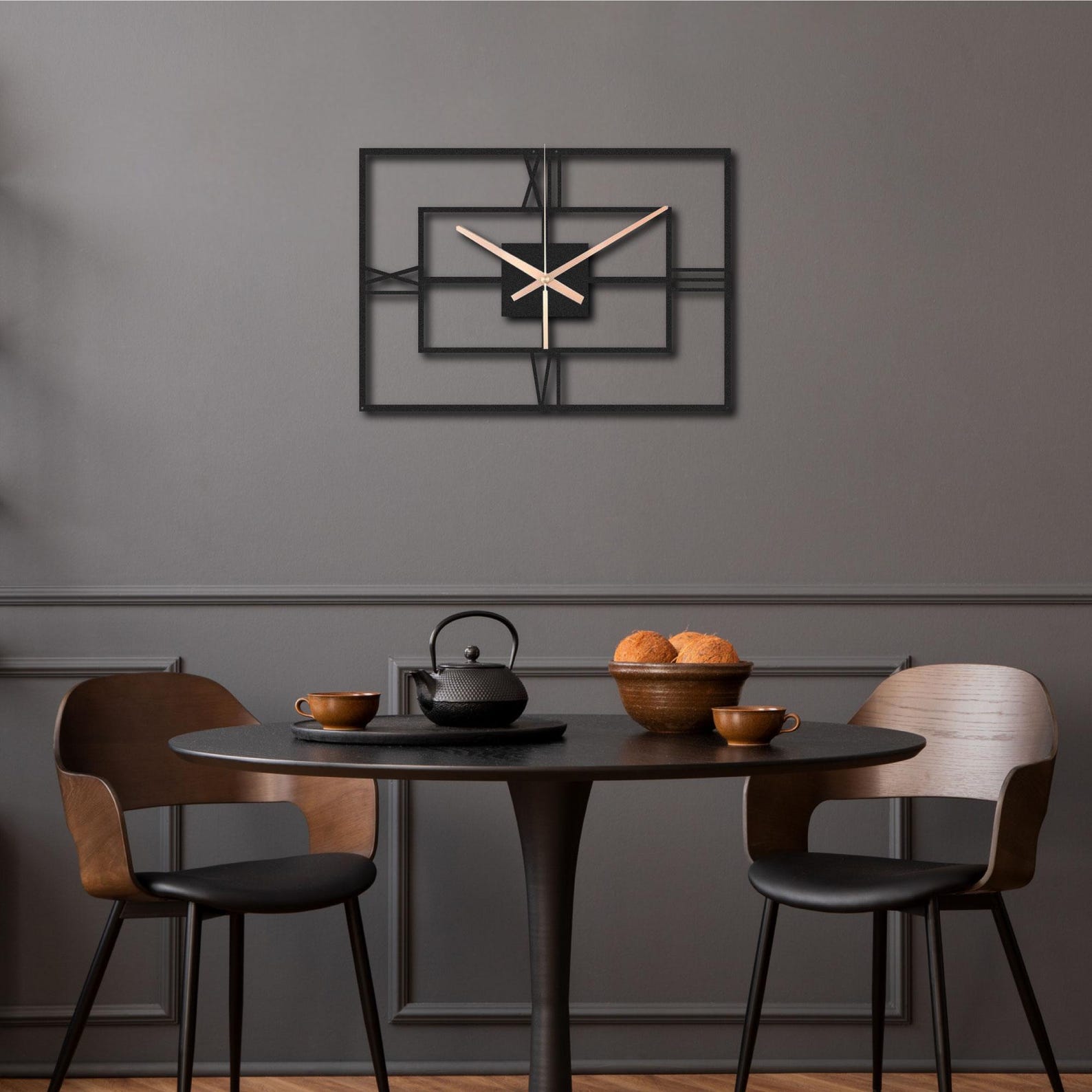 Rectangle Line Large Wall Clock,handmade Metal Wall Clock, Unique ...