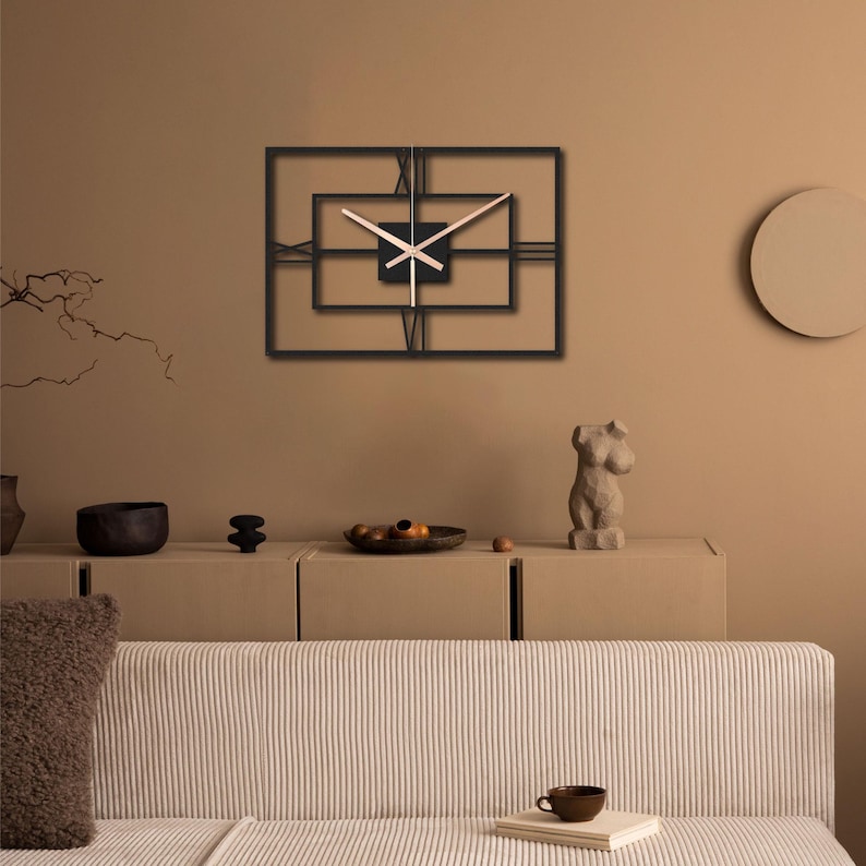 Rectangle Line Large Wall Clock,handmade Metal Wall Clock, Unique ...